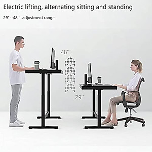 JAHRSTIM Jefferson Glass Standing Desk with Drawer, 48 x 24 Inches Modern Height Adjustable Desk Home Office Sit Stand Up Desk, Electric Motorized Uplift, Memory Control, Child Lock, Black