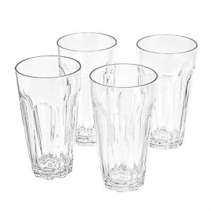 Amazon Basics Tritan Working Style Highball Glasses - 24-Ounce, Set of 4(Plastic Material)