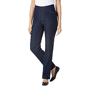 Woman Within Women's Plus Size Flex-Fit Pull-On Straight-Leg Denim Jean - 18 W, Indigo