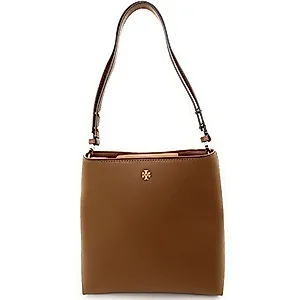Tory Burch Emerson Womens Saffiano Leather Bucket Bag (Moose)