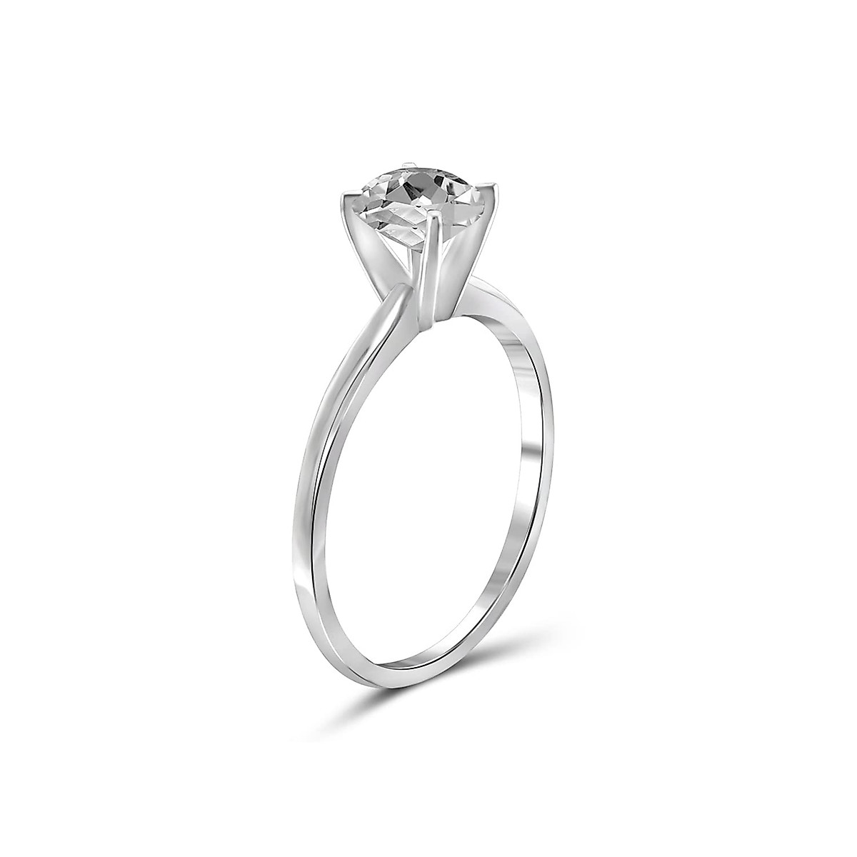 JEWELEXCESS 0.90 CTW White Topaz Ring in Sterling Silver