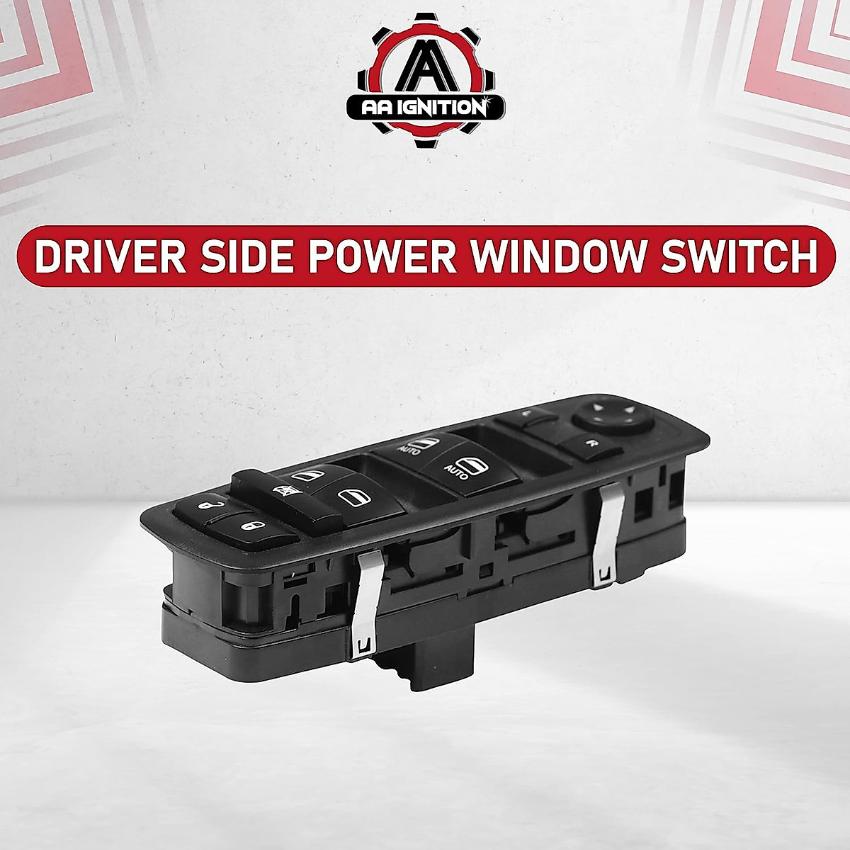 Driver Side Master Power Window Switch, Double Auto Button ONLY - Compatible with Chrysler, Dodge & Jeep, Ram, Grand Caravan, Journey, Liberty - Replaces 4602863AD, 4602870AD, 901-473, 4602863AB