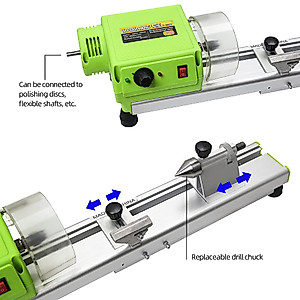 Onetuon Mini Wood Lathe Benchtop MICRO Woodturning Lathe Grinding Polishing Beads Drill Rotary Tool Set Variable Speed (Standard)
