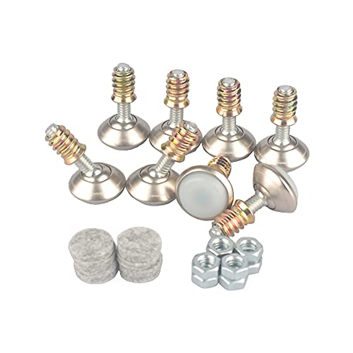 HUAYY Furniture Levelers Swivel Feet,Angle Height Adjustable(1/4-20 Nut Inserts Kits-8 Sets),Heavy Duty Leveling Legs for Table Chairs Cabinets Sofa,with High-Density Self-Adhesive Felt Pads