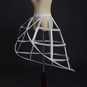 Pannier Petticoat Women Victorian Bustle Cages Hoop Skirt Cage Skirt for Women (Victorian White 4 Hoops)