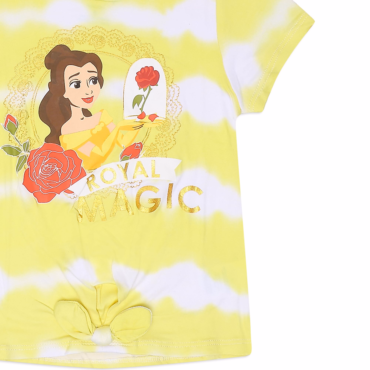 Disney Beauty and The Beast Belle Girls Short Sleeve T-Shirt for Toddler and Big Kids Yellow