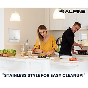 Alpine Industries C-Fold/Multifold Paper Towel Dispenser - Brushed Stainless Steel (290 C Folds/ 380 Multi-Fold)