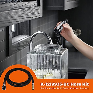 K-1219935-BC Hose Kit for Kohler Pull-Down Kitchen Faucet, 67-Inch Bright Chrome Finish Kohler Pull-Out Kitchen Faucet Hose Replacemnet Part K-1304674-BC