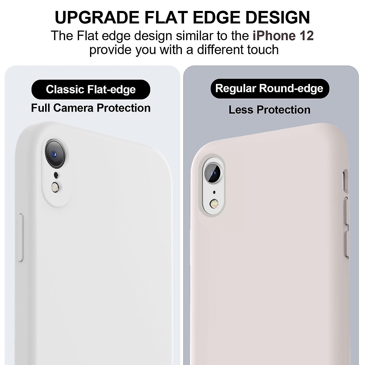 Vooii Compatible with iPhone XR Case, Upgraded Liquid Silicone with [Flat Edges] [Camera Protection] [Soft Anti-Scratch Microfiber Lining] Phone Case for iPhone 10 XR 6.1 inch - White