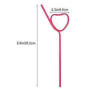 Happyyami 25Pcs Cocktail Plastic Straws Heart Shape Reusable Drinking Straws Long Flexible Straws for Baby Shower Birthday Party Supplies Rosy