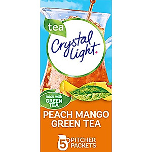 Crystal Light Peach Mango Green Tea Naturally Flavored Powdered Drink Mix, 5 ct Pitcher Packets