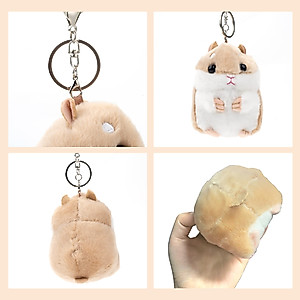 UTENEW 2 Pack Plush Hamster Keychains Stuffed Animal Keyring Pendant Purse Backpack Handbag Charms