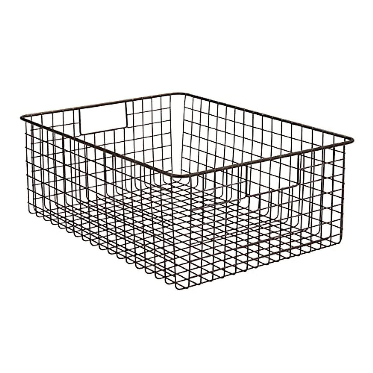 mDesign Metal Wire Food Storage Basket Organizer with Handles for Organizing Kitchen Cabinets, Pantry Shelf, Bathroom, Laundry Room, Closets, Garage - Concerto Collection - Bronze