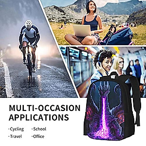 ALIFAFA Cool Dragon School Backpack Dragon Purple Fire Bookbag for Boys Girls Elementary Middle High College School Casual Travel Bag Computer Laptop Daypack Rucksack, 17 Inch