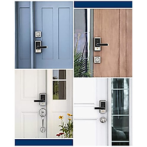 Keyless Entry Door Lock, Zomnua Fingerprint Lever Lock Keypad Door Lock with Handle, Deadbolt Alternative Front Door Lock Biometric Passcode Code Door Lock with IC Card for Home Hotel Office (Silver)