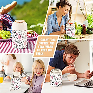 JUNZAN Pink Pumpkin Halloween Kids Womens Insulated Food Jar with Spoon 17oz/500ml Hot Lunch Container Stainless Steel Vacuum Leak Proof Thermo Flask for Insulated Hot Food