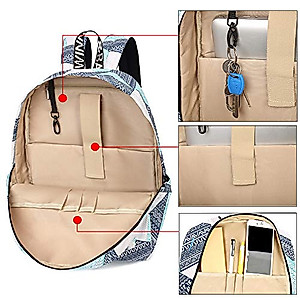 mygreen Backpack for Teens, Fashion Geometric Pattern Laptop Backpack College Bags Shoulder Bag Daypack Bookbags Travel Bag Blue&Green&Orange