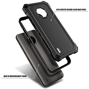 WDHD Case for Nokia C200 with Tempered Glass Screen Protector, Full-Body Protective Shockproof Rugged Bumper Cover, Impact Resist Durable Phone Case (Black)