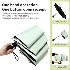Cloudia Automatic Windproof Travel Umbrella, Umbrella in Rain and Sun for Women and Men (Matcha)