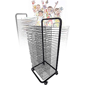 Wire Art Drying Rack Flexible Shelves Mobile Cart A3 Paper Painting Drying Shelf Children's Artwork Canvas Storage Art Rack with Wheels, Ideal for Classroom, Art Studio and Home Use (Size : 35 Layer