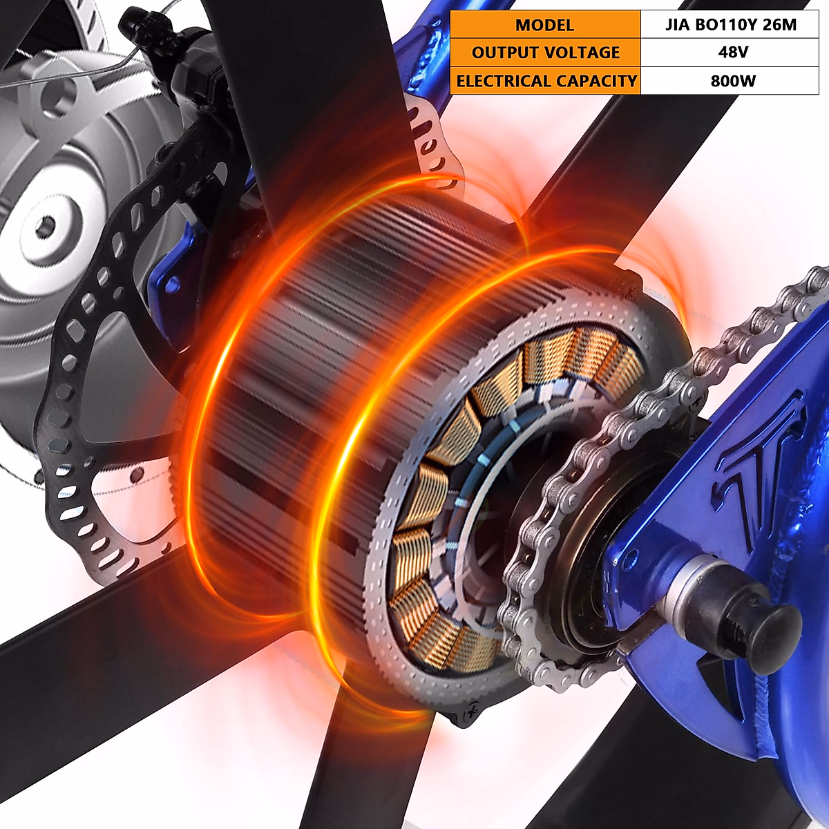 MICARGI 26" x 3.0 Integrated Molding Wheel Electric Bike Conversion Set,48V 801W E-Bike Powerful Hub Motor Kit with Intelligent Controller, Thumb Control (Black)