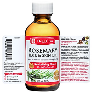 De La Cruz Rosemary Oil Blend Moisturizer with Castor, Avocado and Olive Oil - Topical Use Only 2 FL. OZ. (59 mL)