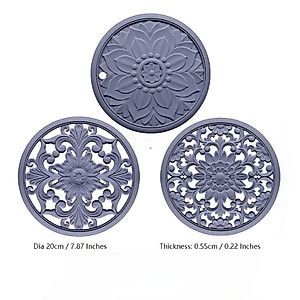 Zoyizi Teal Silicone Trivets for Hot Dishes, Pots & Pans, Round Hot Pads for Kitchen, Silicone Trivet mat for Table Tops, Silicone Pot Holder for Countertops, Heat Resistant Mat, Silicone Mats Set 3