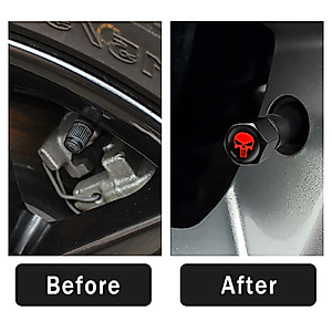 Ajxn 4 Pack Skull Car Wheel Tire Valve Stem Caps Airtight Dust Proof Covers Universal Tire Air Valve Caps, Trucks, Bicycles, Car Accessories for Men and Women Red