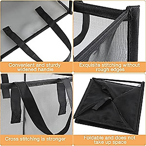 6 Pcs Popup Laundry Hamper 12.6 Inch Small Collapsible Laundry Baskets with Handles, Portable Mesh Laundry Hamper, Foldable Clothes Hamper for Washing Storage, Kids Toy College (Black,Single Layer)