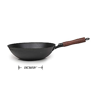 臻三环 ZhenSanHuan Cast Iron Woks and Stir Fry Pans, No Coating, Induction Suitable, Flat Bottom (32CM/12.6in)