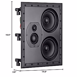 Monolith THX-LCR - THX Ultra Certified 3-Way LCR in-Wall Speaker, 1in Silk Dome Tweeter, for Home Theater, Easy Install, Black