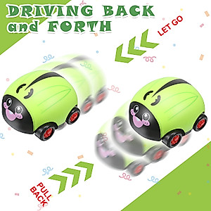 Skylety 6 Pieces Animals Pull Back Cars Friction Powered Push and Go Back and Forth Vehicles Car Toys Friction Powered Vehicle Playset Toys