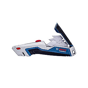 Bosch Professional 1600A01V3H Universal Knife with a Retractable Compartment in The Handle (incl. Three Trapezoid Blades), Blue