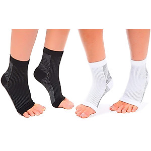 MojaSports Ankle Compression Socks Plantar Fasciitis Foot Sleeves for Arch Support - Relieve Pain, Eases Swelling & Heel Spurs - Better Than Night Splint or Brace (Black, Large/X-Large, 2 Pair)