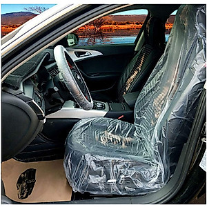 RISHNEG Car Seat Covers, 100 Pcs Clear Car Disposable Plastic Seat Covers, Vehicle Protector Seat Protective Covers Films for Car Airplane Seats, Restaurant Seats, Bus Seats, 100pcs Car Seat Covers
