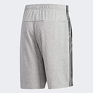 adidas Men's Essentials 3-stripes Single Jersey Shorts, Medium Grey Heather/Black, Medium