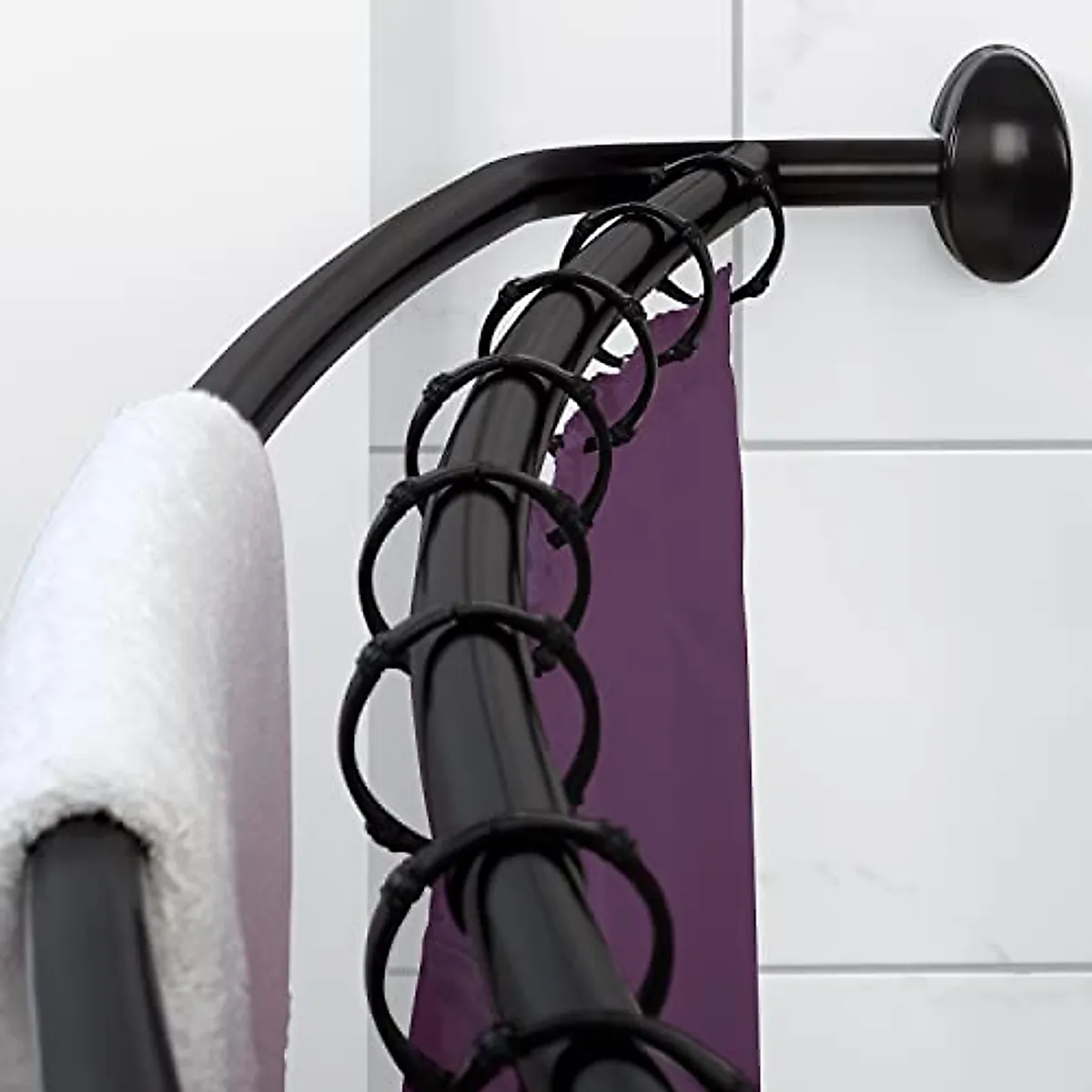 Zenna Home Rustproof Double Curved Shower Curtain Rod, Adjustable Double Shower Rod, 45" to 72", Expandable, NeverRust, Wall Mounted, Bronze