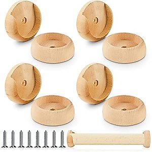 4 Pack Wooden Closet Pole Sockets Closet Pole Holder Closet Rod Holders Closet Pole Socket for Wardrobe Hallway Bathroom Curtain Clothing Store, 1-3/8" Pole
