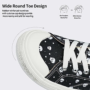 VERDASCO Womens Fashion Sneakers Non-Slip Running Shoes Comfort Walking Shoes Ladies Tennis Shoes Black with Skull Painted 9