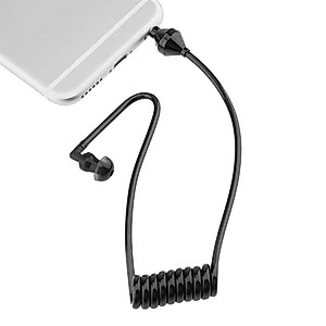 Hakeeta Single Earbud, Ear-Hook Earphone, Wired Earpiece, Spiral air Tube, in Ear, Lightweight, Monaural, Comfortable, Without Microphone, 3.5mm, for MP3 Phone Bluetooth, Black