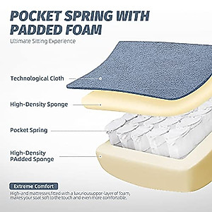 Dowinx Gaming Chair Breathable Fabric Office Chair with Pocket Spring Cushion and Massage Lumbar Support, High Back Ergonomic Computer Chair Adjustable Swivel Task Chair with Footrest Blue