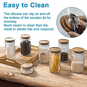 6 Pack Mason Jar Wooden Storage Lids, Reusable Canning Lids, Perfect for Wide Mouth Ball, Kerr, Weck Jars to Stack in Kitchen & Pantry, Food Grade Acacia Wood, BPA-Free, Leak Proof, Airtight