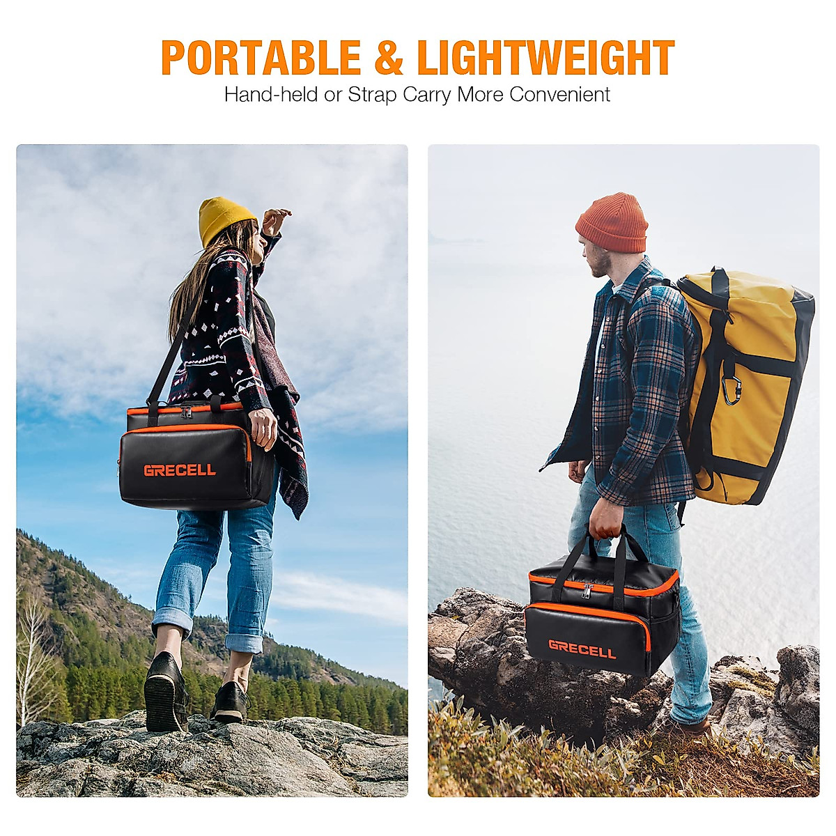 Fire-proof Carrying Case Bag Compatible with Jackery Explorer240/300/160/500/Anker521 Portable Power Station, Waterproof Camping Travel Storage Case Bag Multi-Pockets for Charging Cable and Accessory