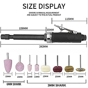 BaiNuo 1/4'' 1/8'' Extended Air Die Grinder | Pneumatic Straight Power Die Grinders Grinding Machine, 22000RPM High Speed Engraving Cutting Tools