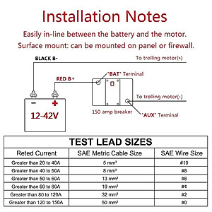 ANJOSHI 150 Amp Circuit Breaker with Manual Reset for Car Truck RV ATV Marine Trolling Motors Boat Audio System Current Overload Protection Inline Fuse Inverter, 20A-150A/12V-42V DC Waterproof (150A)