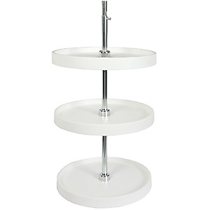 Knape & Vogt PFN18S3T-W 40.25 by 18 by 18-Inch 3-Tier Round Polymer Lazy Susan Cabinet Organizer, Full,White