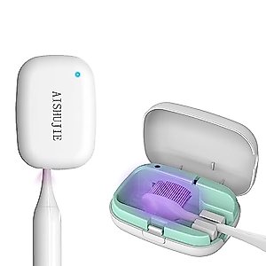 AISHUJIE Travel Toothbrush Sterilizert Case,Toothbrush Cover with Sterilizert, 99.9% Cleaning Effect, Fits Most Types&Sizes Toothbrushes, for Home,Travel and Camp(White)