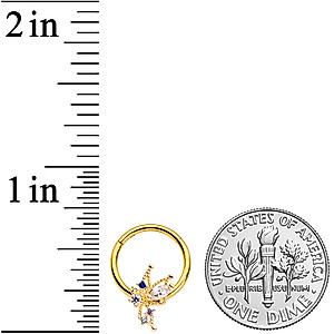 Body Candy Womens 16G PVD Steel Hinged Segment Ring Seamless Cartilage Nipple Blue Star Angel Nose Hoop 3/8"