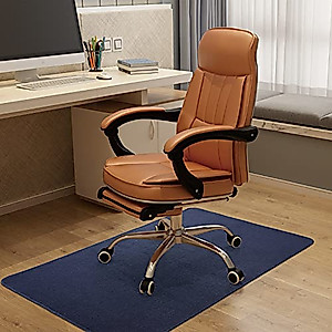 SHIEN Edging Office Chair Mat for Hardwood&Title Floor, 55"x35" Computer Gaming Rolling Chair Mat for Home Office Hardwood Floor, Anti-Slip Low Pile Under Desk Rug, Large Floor Protector (Navy Blue)