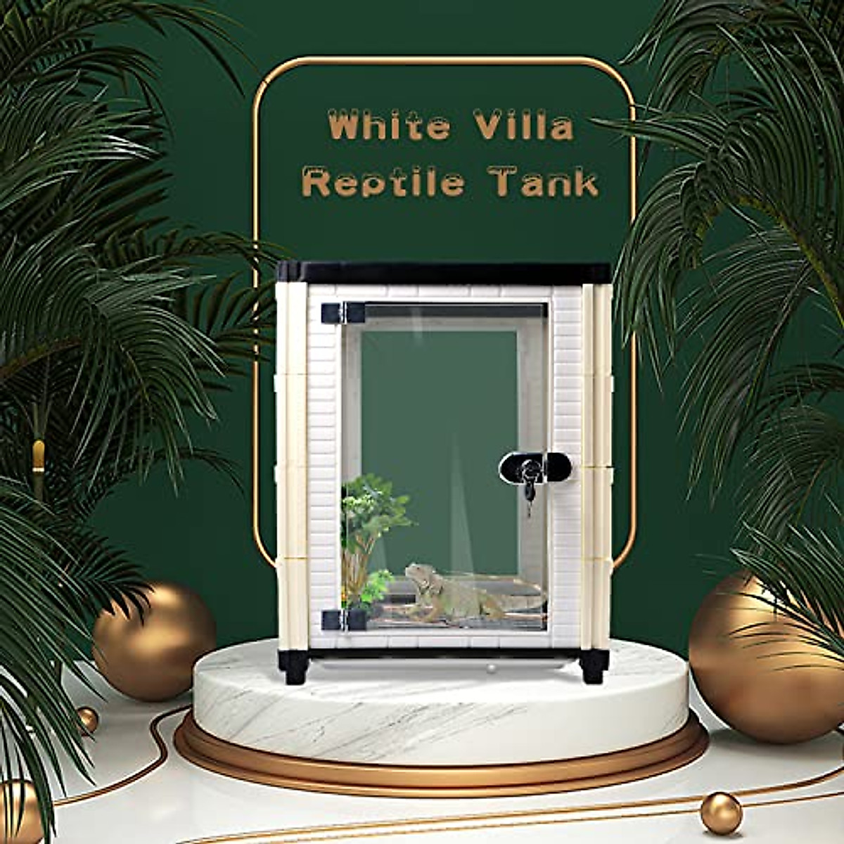 crapelles (Knock Down) Reptile Tank, Pets Cage, 15.7" x 15.7" x 19.7" [Full View Visually Appealing], Front Opening Door Reptile Terrarium for Reptiles Amphibians, Bearded Dragon Lizard Snake Cage Box